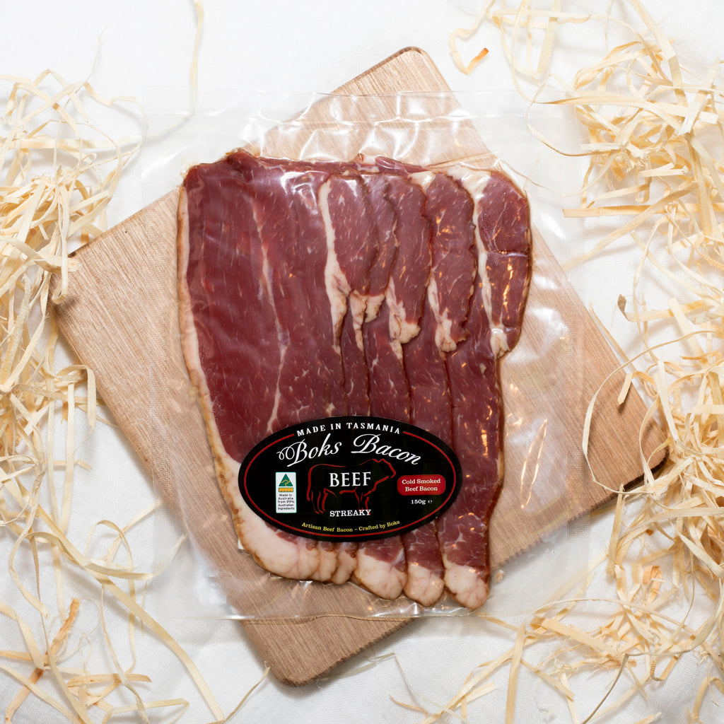 Boks Streaky Beef Bacon 150g – Tasmanian Gourmet Online