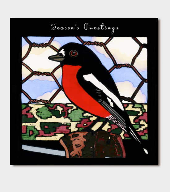 Kit Hiller - Flame Robin - Greeting Card – Tasmanian Gourmet Online