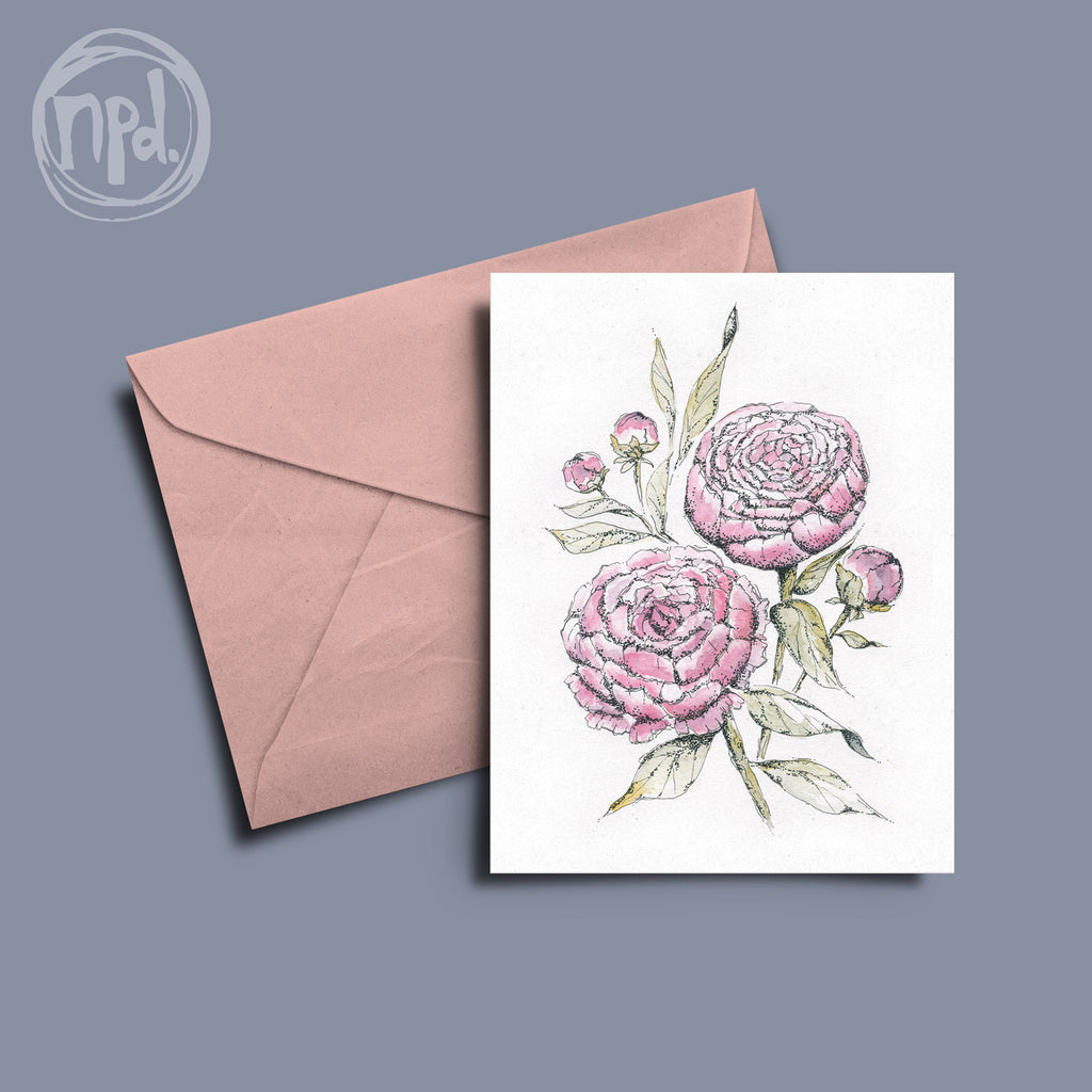 Peonies Card- Greeting Card – Tasmanian Gourmet Online
